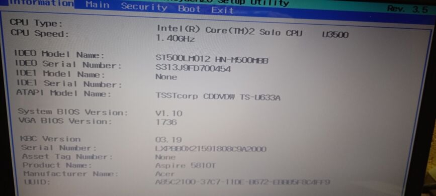 Купити ноутбук Acer Aspire 5810T / 15.6" (1366x768) TN / Intel Core 2 ...